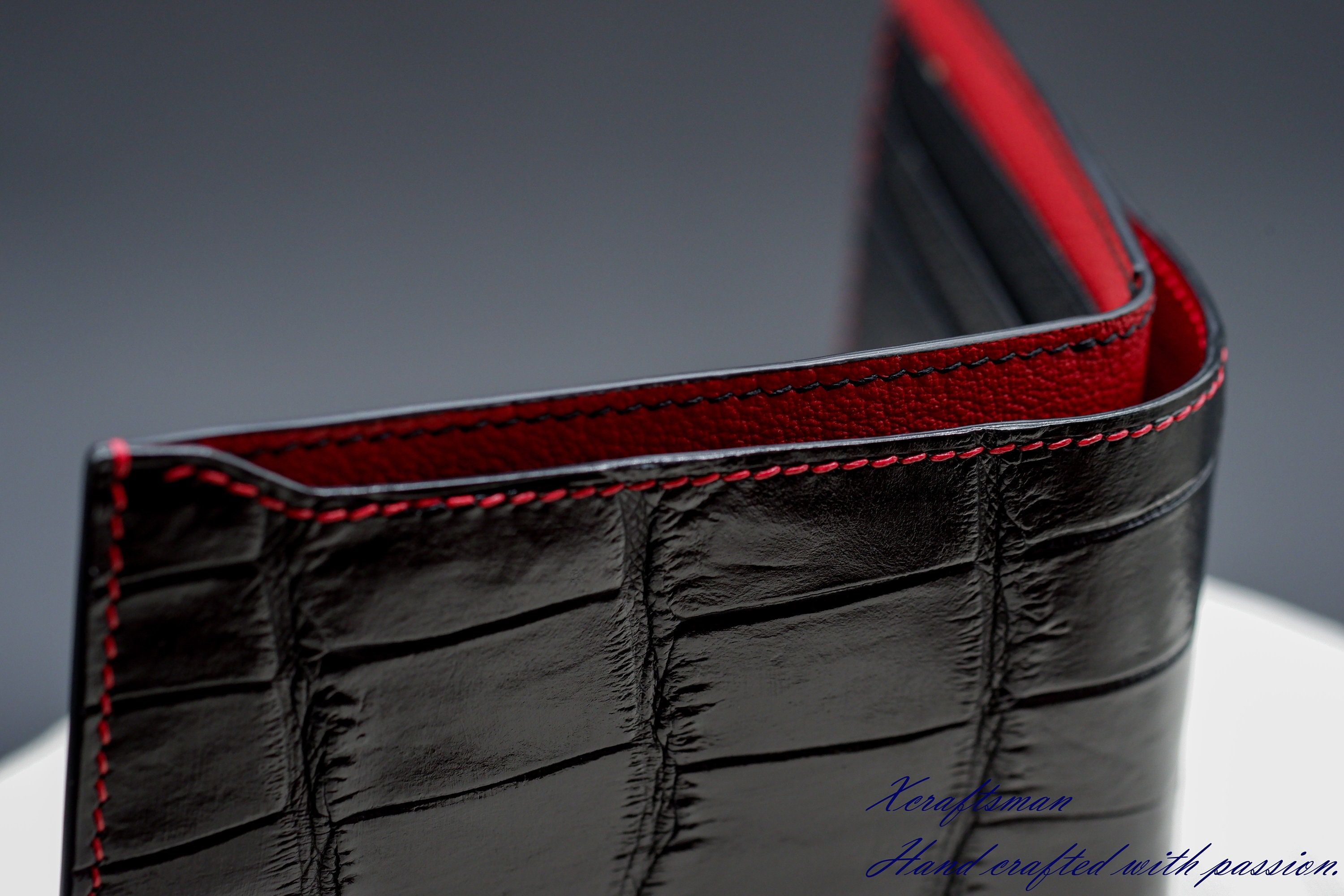 Mens Alligator Leather Wallet. Special Edition Black & Red Wallet for ...