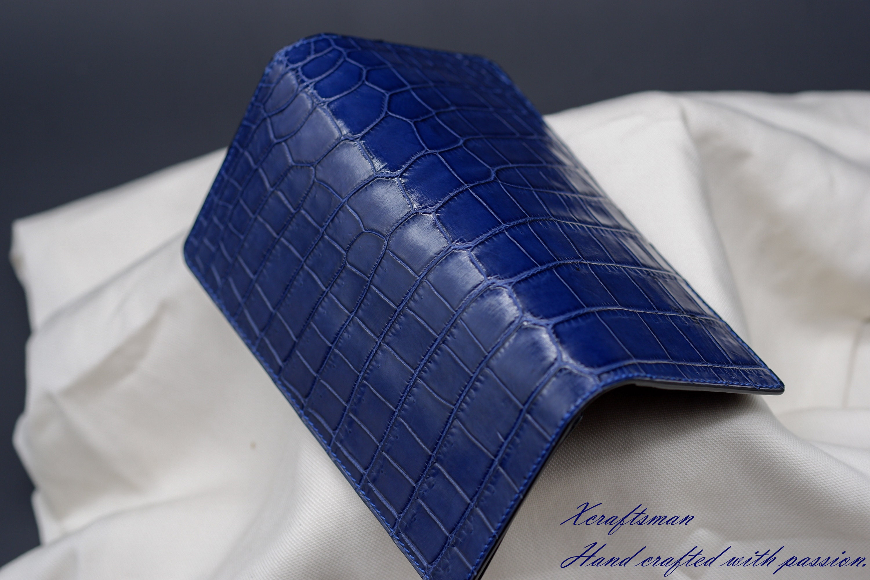 Alligator Long Wallet Breast Pocket Wallet Navy Blue - Etsy