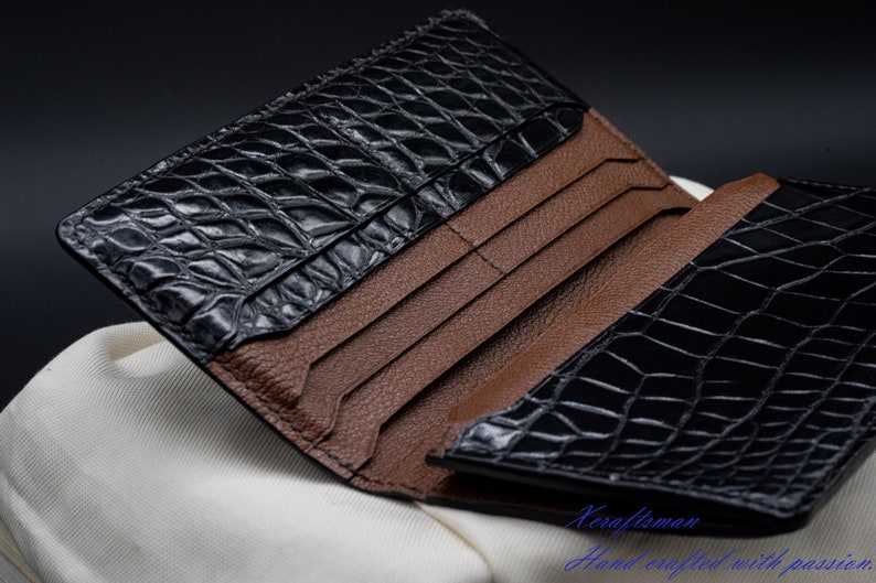 Black Alligator Long Wallet Handmade Long Bifold Wallet. | Etsy