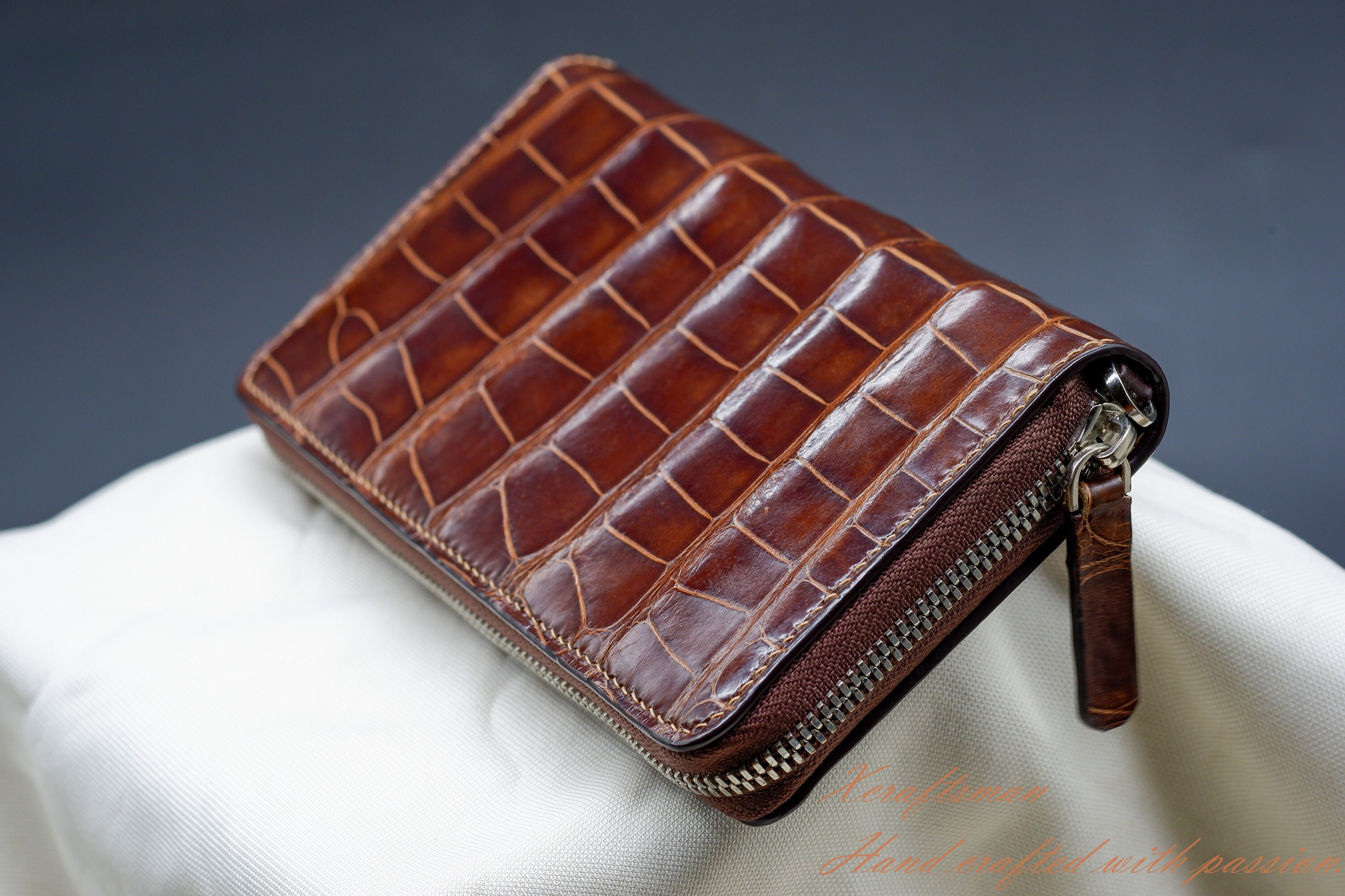 Alligator Long Wallet With Zipper Glazed Brown Purse - Etsy