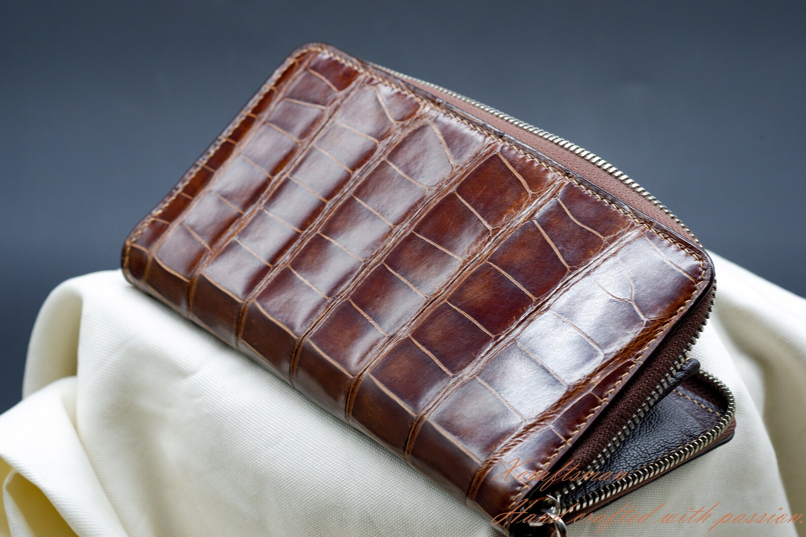 Alligator Long Wallet With Zipper Glazed Brown Purse - Etsy