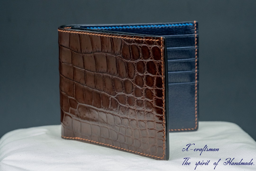 Handmade Chocolate Alligator Leather Wallet - Bifold With 10 Card Slots ...