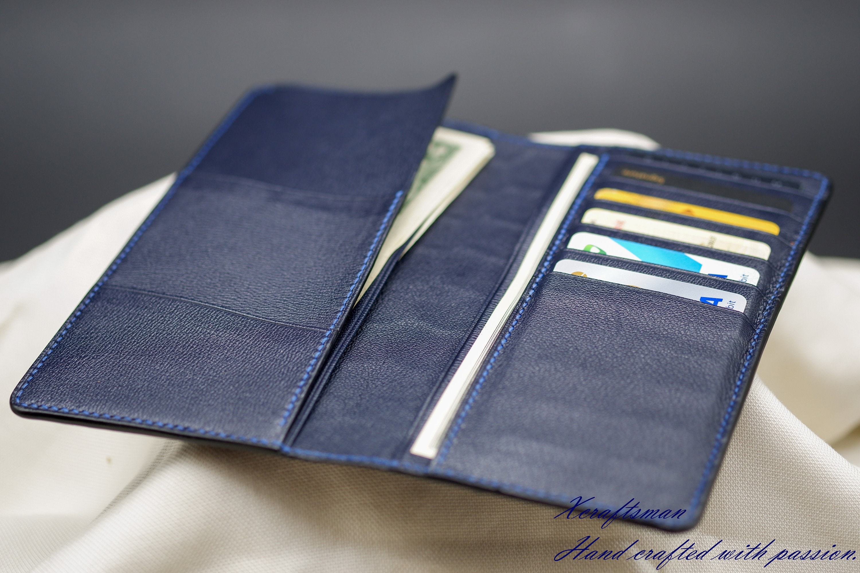 Alligator Long Wallet Breast Pocket Wallet Navy Blue - Etsy