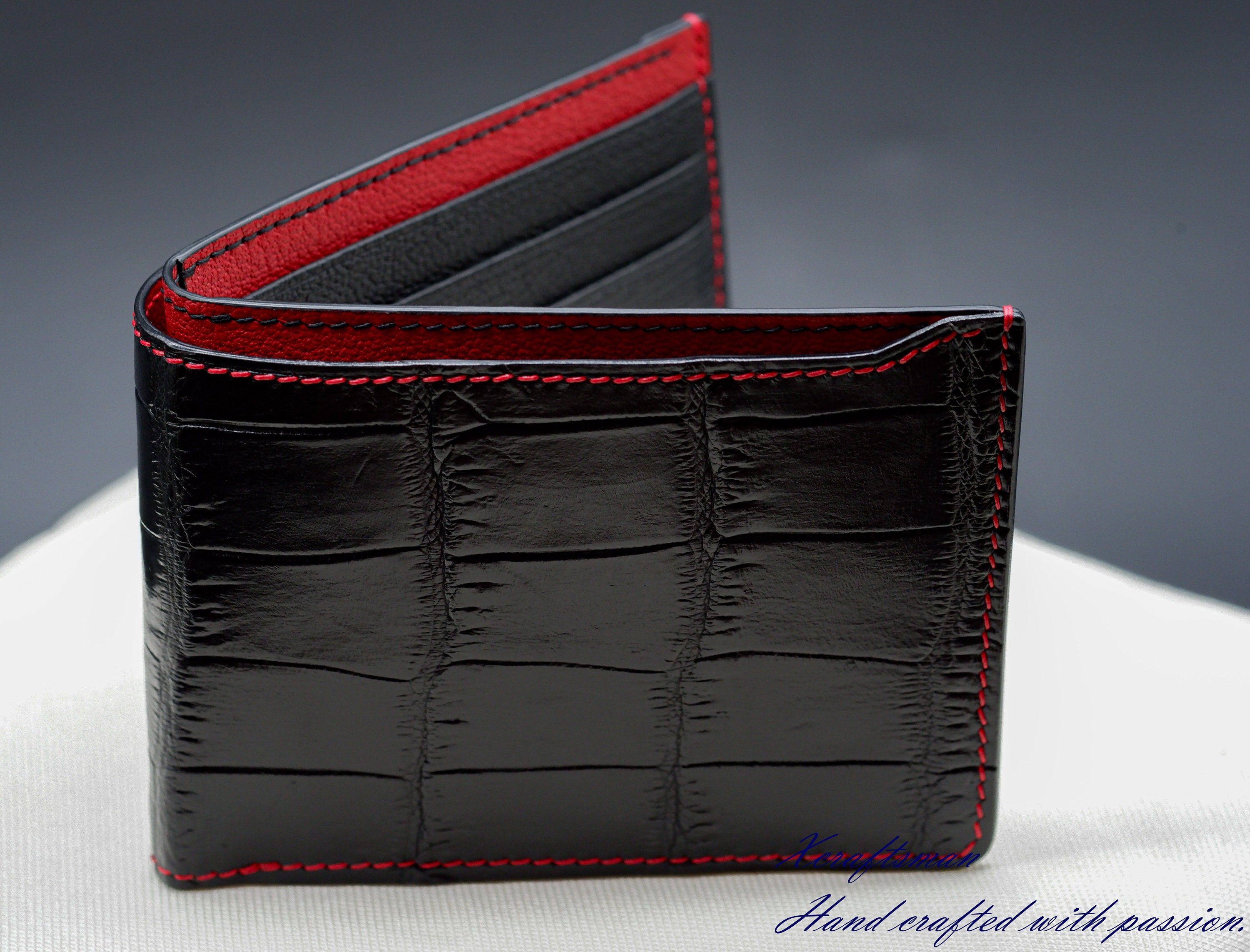 Mens Alligator Leather Wallet. Special Edition Black & Red Wallet for ...