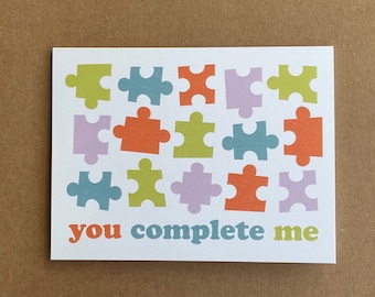 You Complete Me Puzzle Card - Etsy