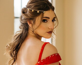 Gold Coin Head Chain Boho Hair Chain Silver Wedding Hair Accessory ...