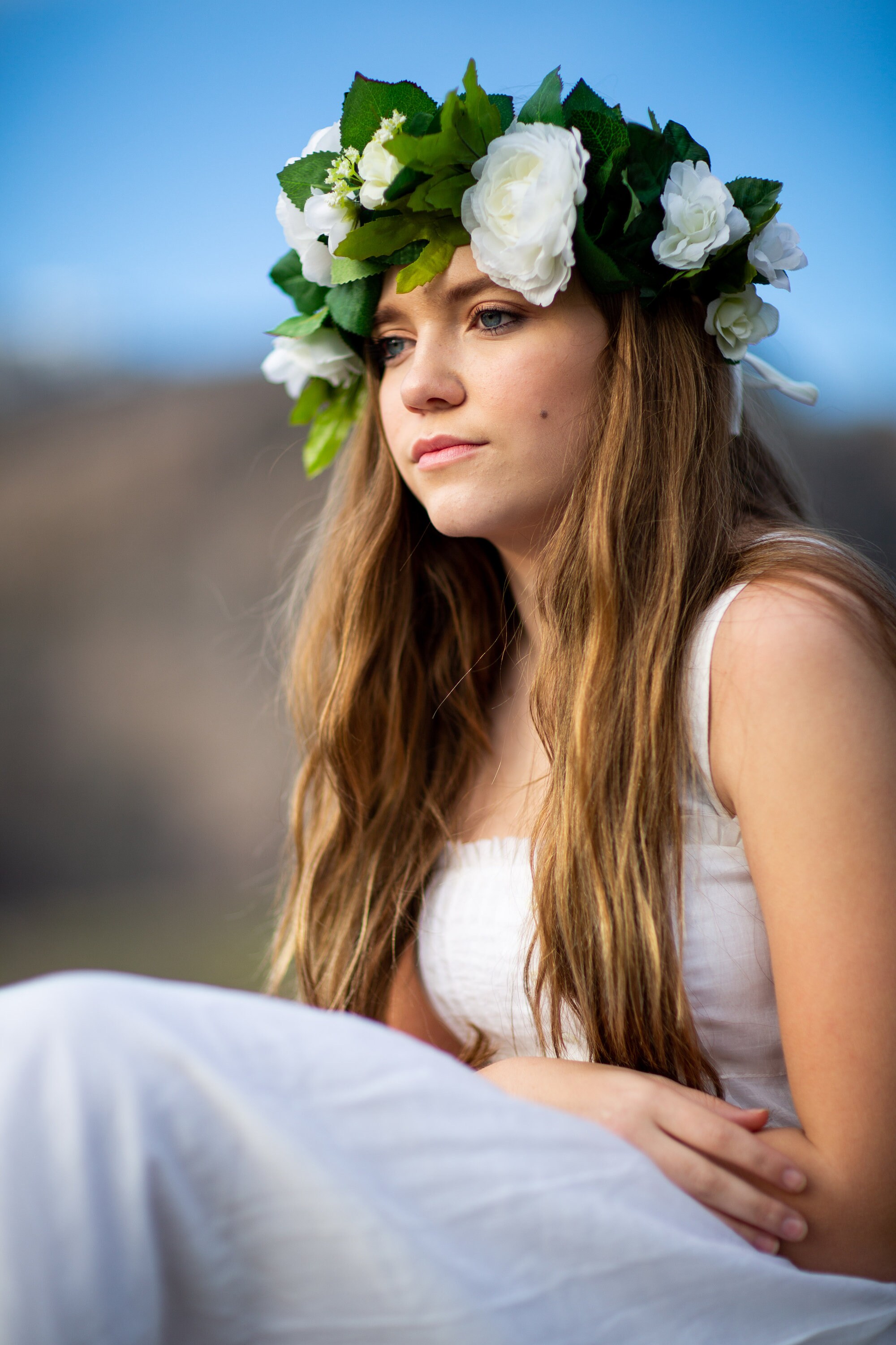 Large White Flower Crown greenery Floral Halo Wedding Hair - Etsy