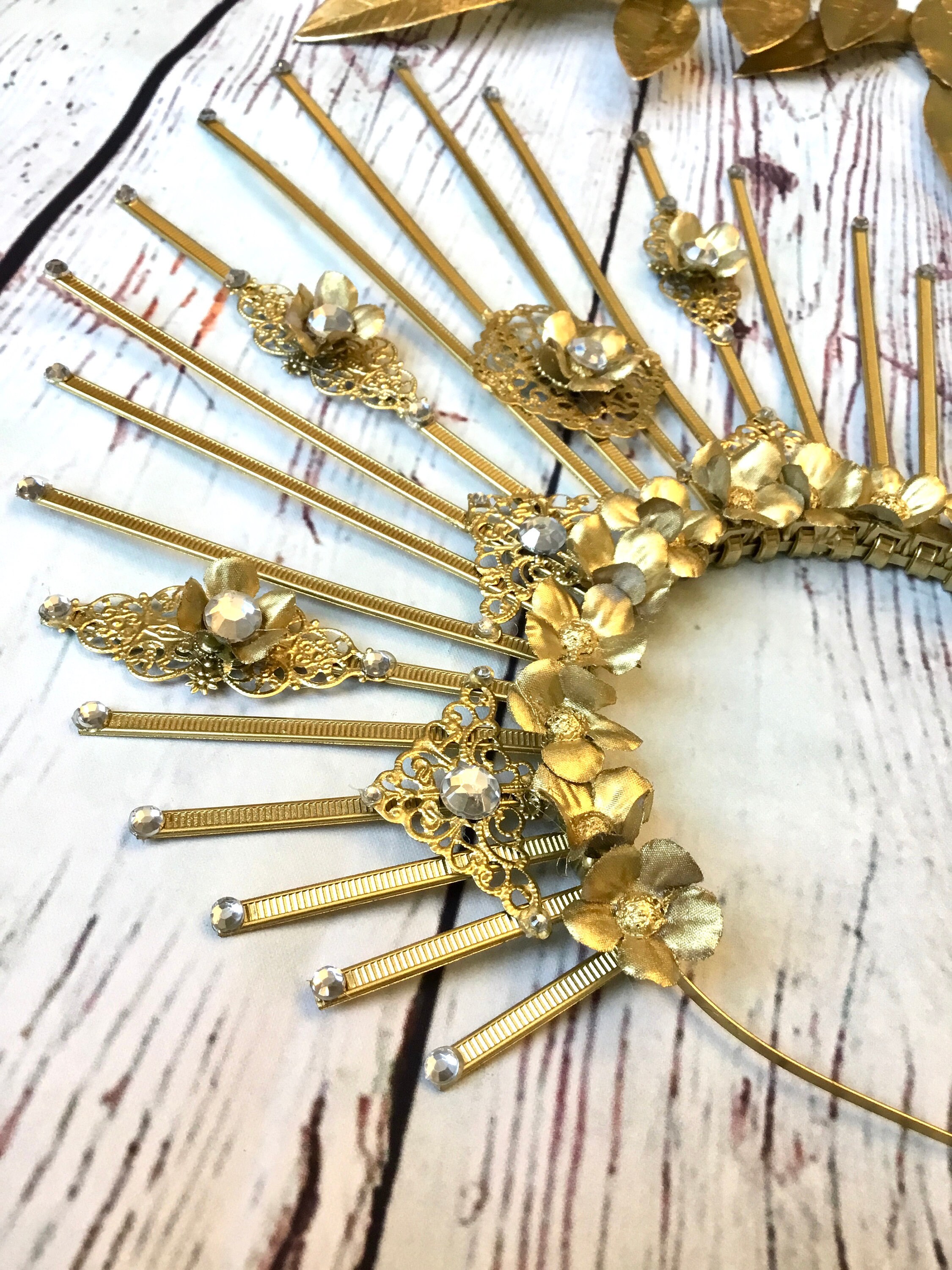 Gold Sunburst Crown Sun Goddess Headpiece Spiked Crown | Etsy