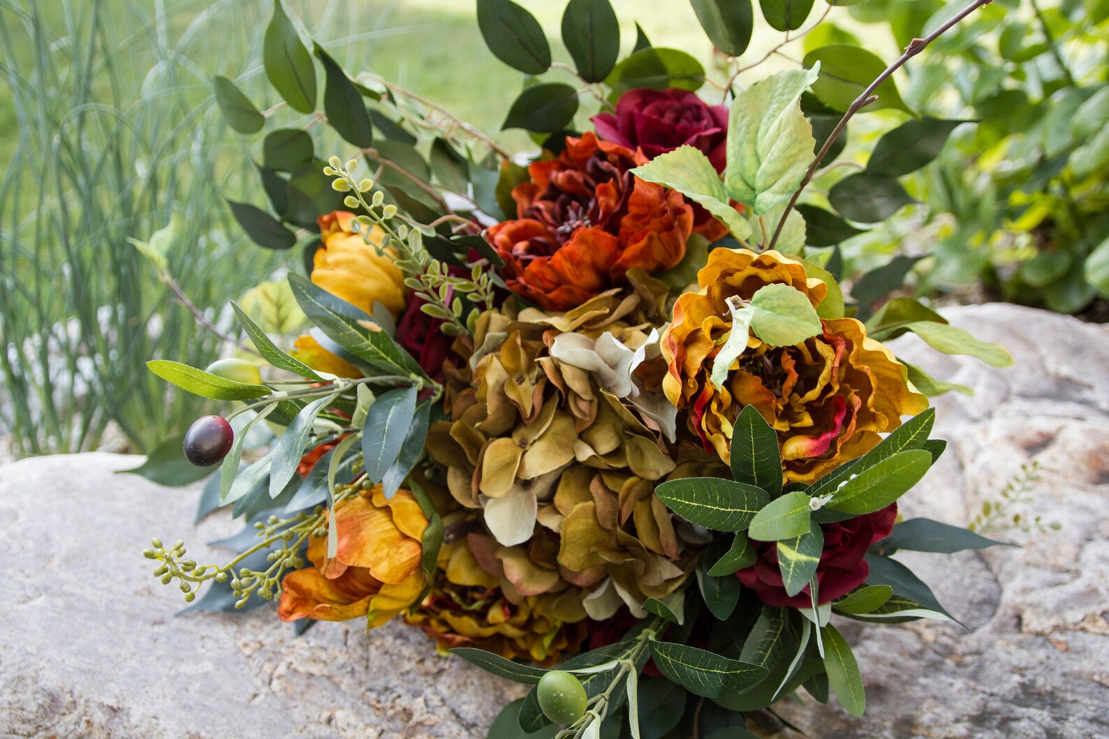 Burnt Orange Bridal Bouquet Boho Wedding Bouquet Silk - Etsy