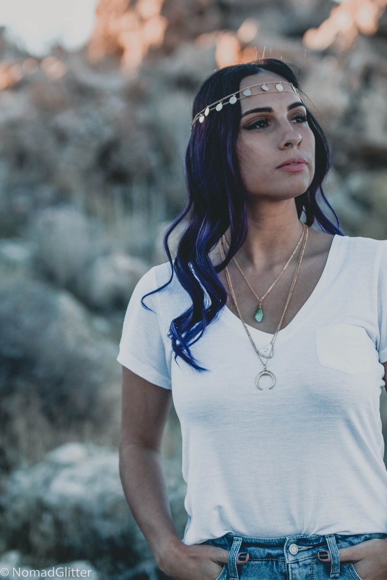 Gold Coin Head Chain Boho Hair Chain Silver Wedding Hair | Etsy