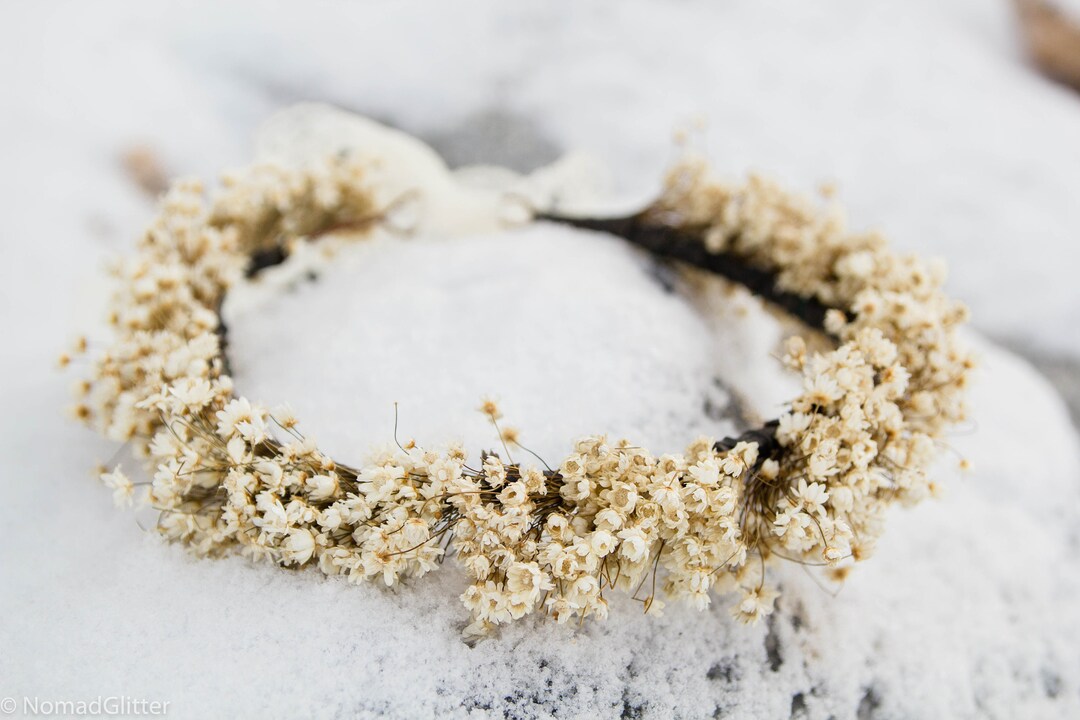 Dried Baby's Breath Flower Crown - Flower Girl Wreath - Wedding Flower ...