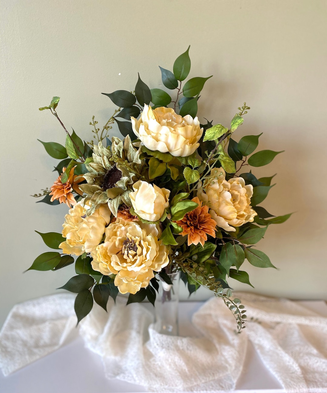 Champagne Bridal Bouquet - Boho Wedding Bouquet - Fall Flower Bouquet ...
