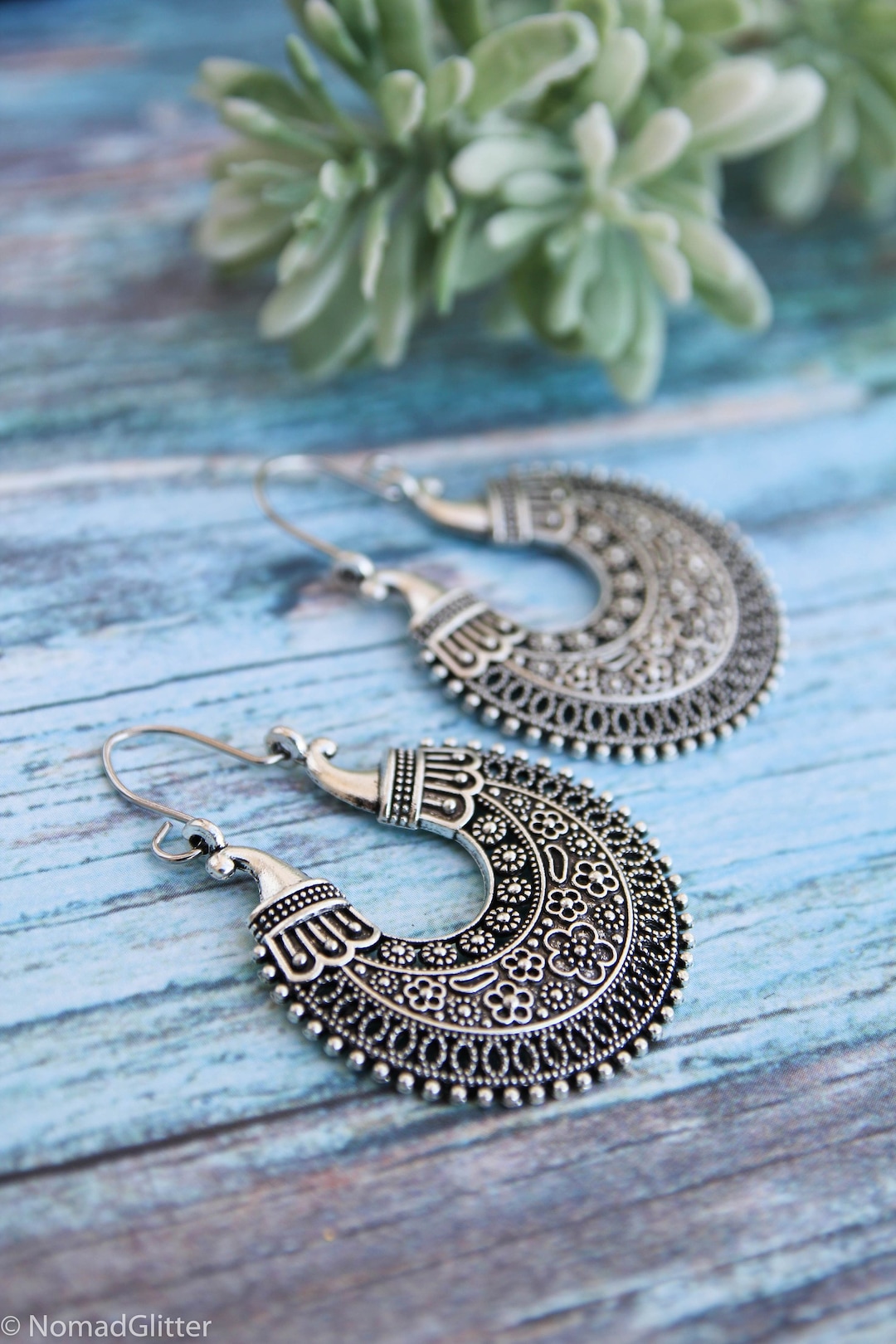 Aztec Viking Earrings Boho Tribal Earrings Tibetan Hoop Earrings Gypsy ...