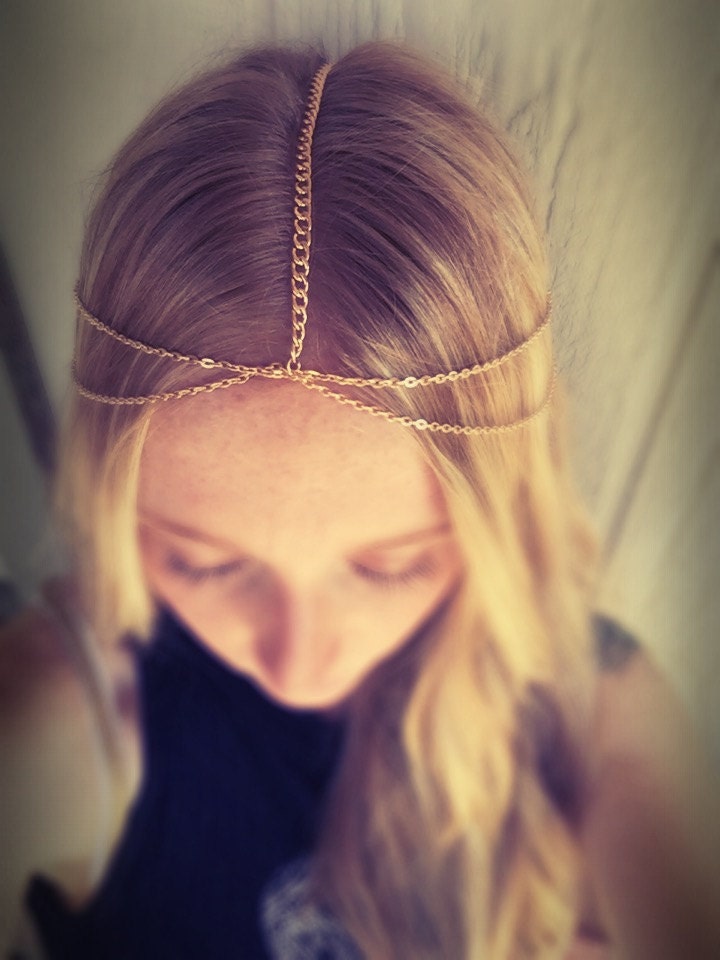 Boho Hair Chain Jewelry Gold Head Chain Festival Hair - Etsy