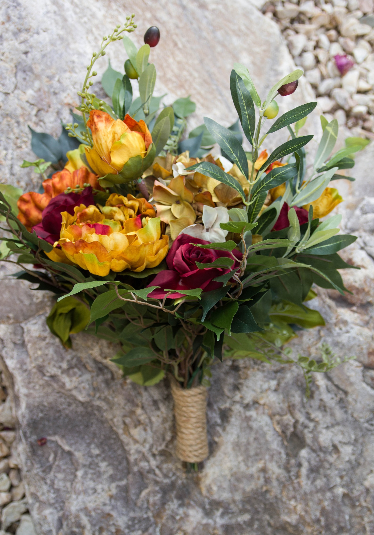Burnt Orange Bridal Bouquet Boho Wedding Bouquet Silk - Etsy