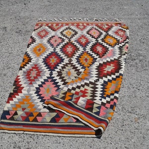 6x9 Diamond Design Turkish Kilim Rug, Area Large Kilim Rug, Vintage ...
