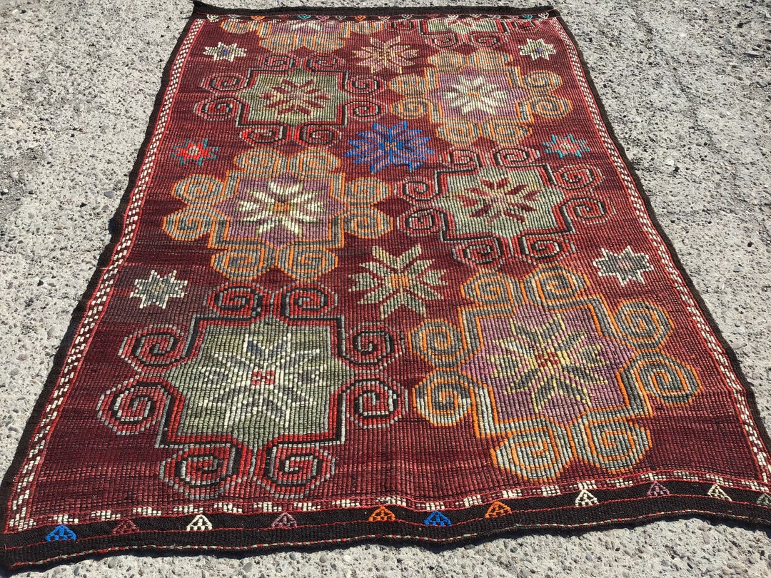 Area Large Kilim Rug, Red Kilim, Vintage Kilim, Tapis, Living Room ...