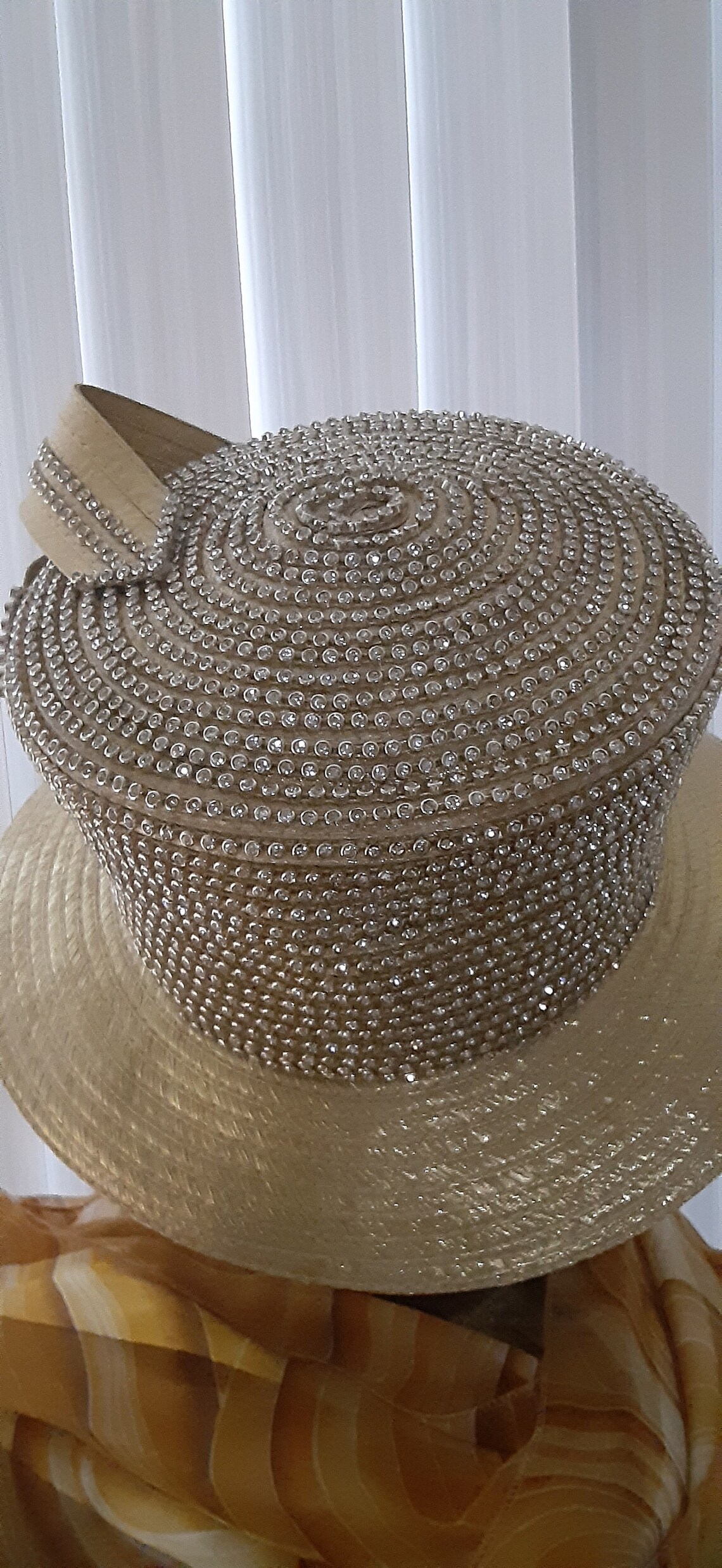 Gold Church Hat Metallic Rhinestone Year Round Gold Brooch Moms Day ...