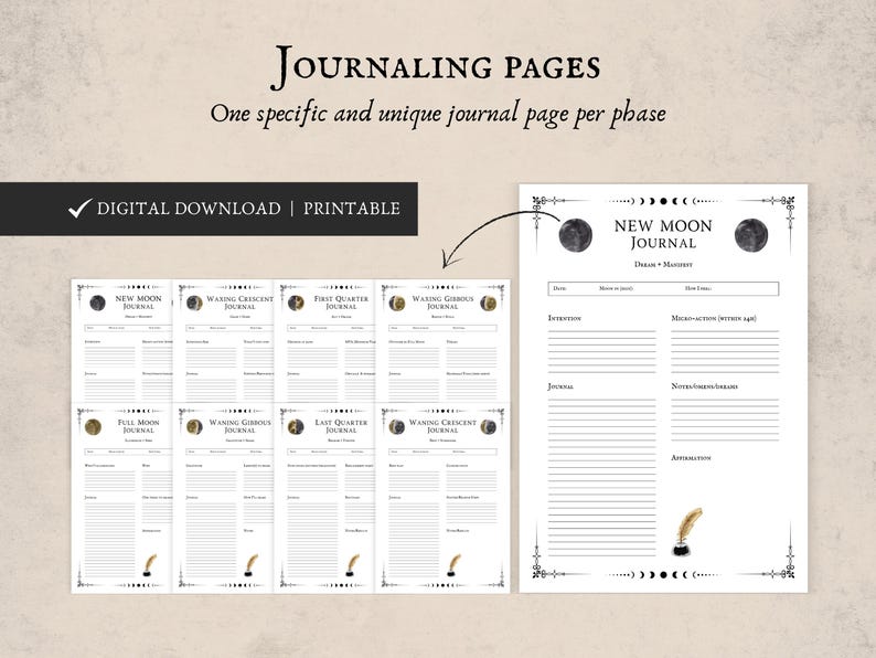 Moon Journal Grimoire Pages: Lunar Spells, Moon Phases, Rituals ...