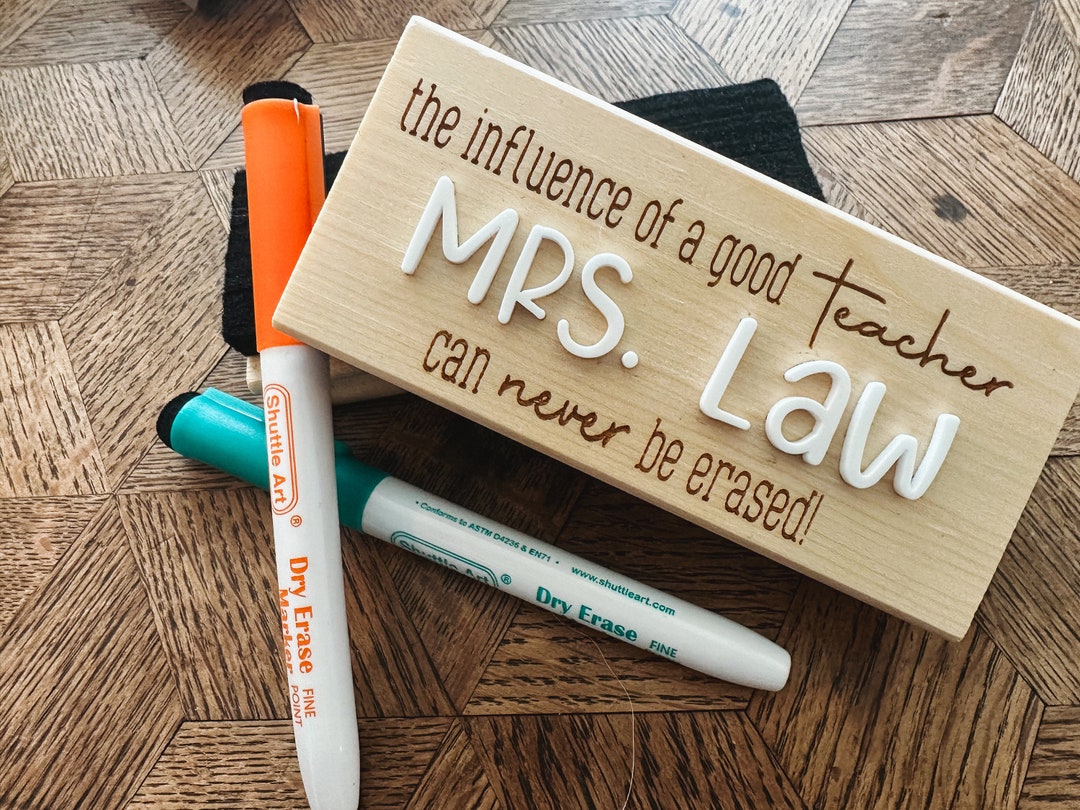 Personalized Dry Erase Chalkboard Eraser | Engraved Teacher Gift ...