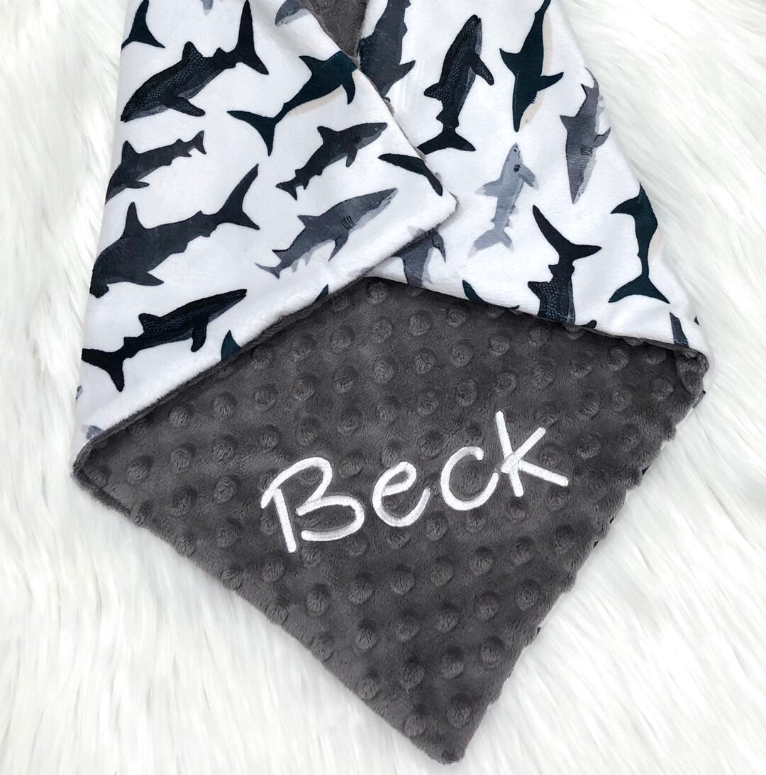 Personalized Shark Minky Baby Blanket - Boy Lovey - Etsy