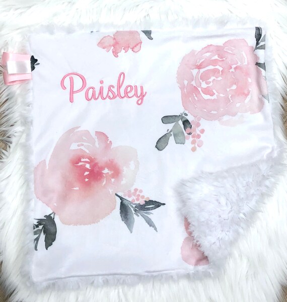 Personalized Floral Girl Blanket Monogrammed Blanket Floral - Etsy