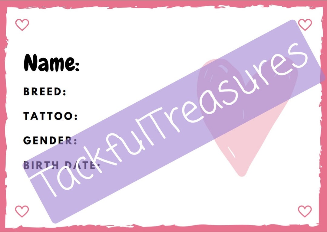 Valentine's Day Rabbit Cage Tags Breeding Tags and Sale Tags - Etsy