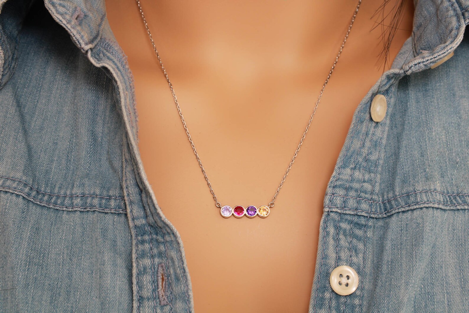 Couples Necklace Twin Necklace Two Birthstone Necklace | Etsy