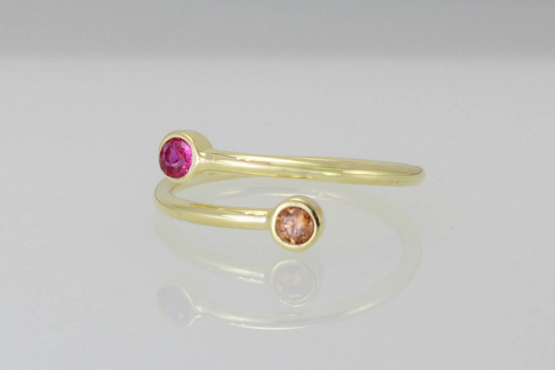Two Birthstone Ring, Birthstone Ring, Dual Birthstone Ring, Couples ...