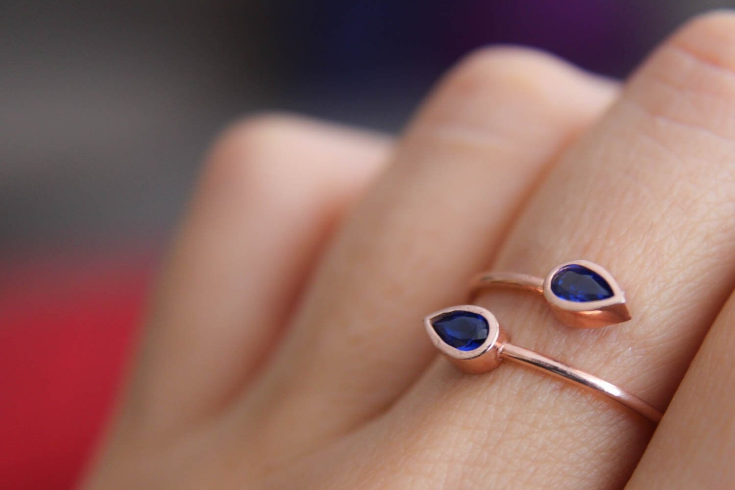 Blue Stone Ring Personalized Rings Two Stone Ring Custom | Etsy