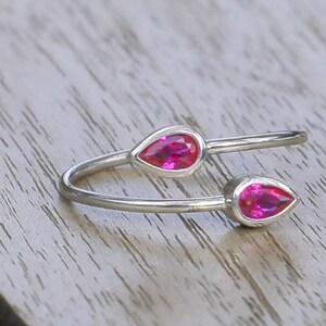 Teardrop Ring, Two Stone Ring, Simple Rings for Women, Pear Shaped Ring ...