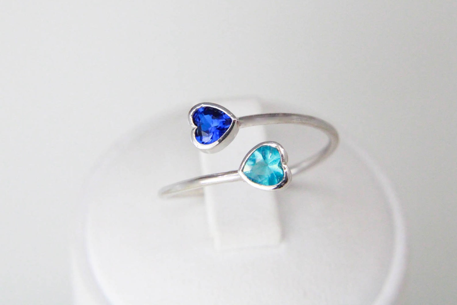 Two Heart Ring Mothers Ring 2 Stones Best Friend Rings - Etsy