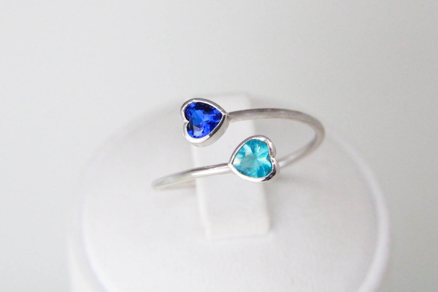 Two Heart Ring Mothers Ring 2 Stones Best Friend Rings - Etsy