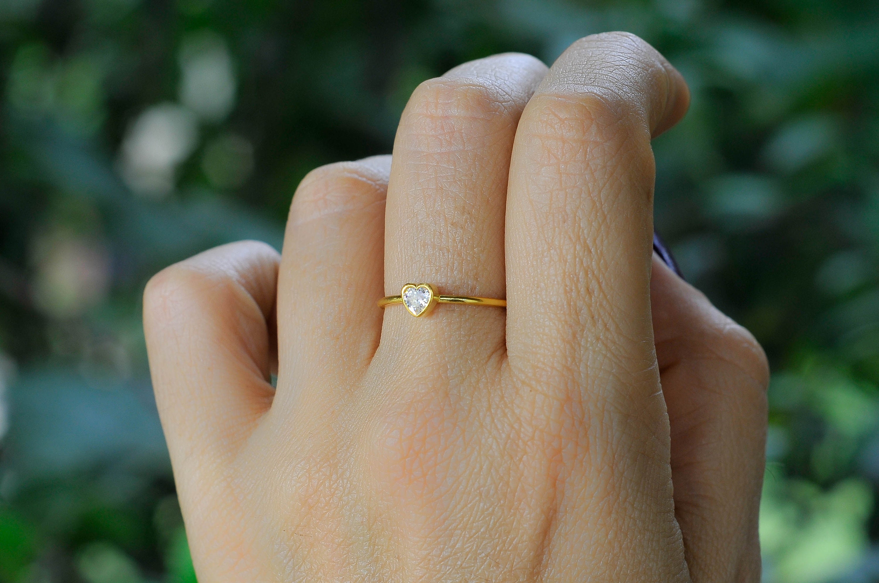 Heart Diamond Ring Gold Promise Ring Gold Heart Ring Rose | Etsy