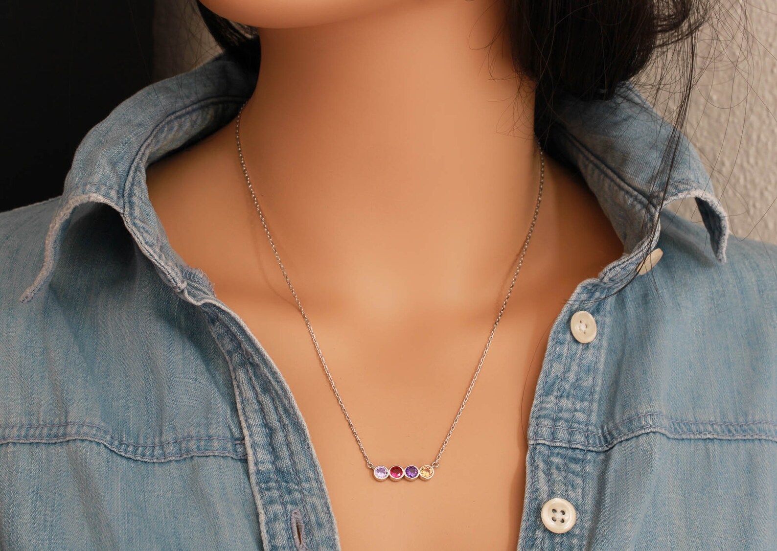 Couples Necklace Twin Necklace Two Birthstone Necklace | Etsy