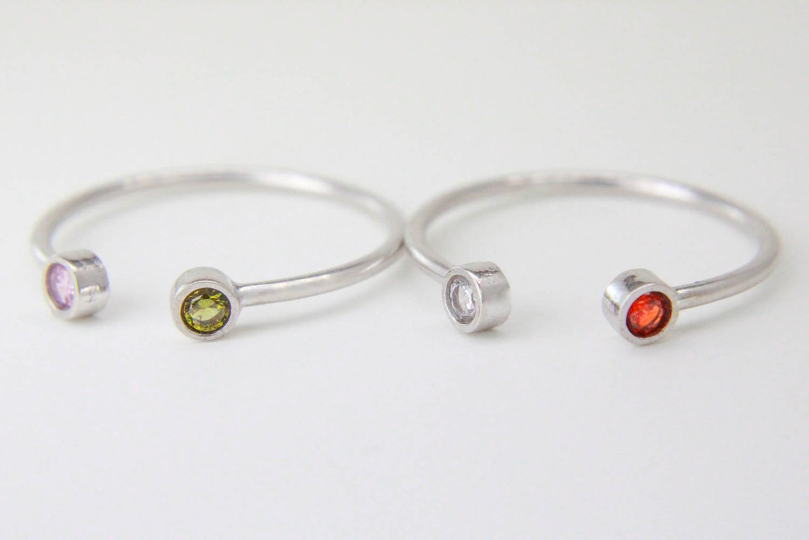 Stackable Birthstone Ring Stacking Rings Sterling Silver - Etsy