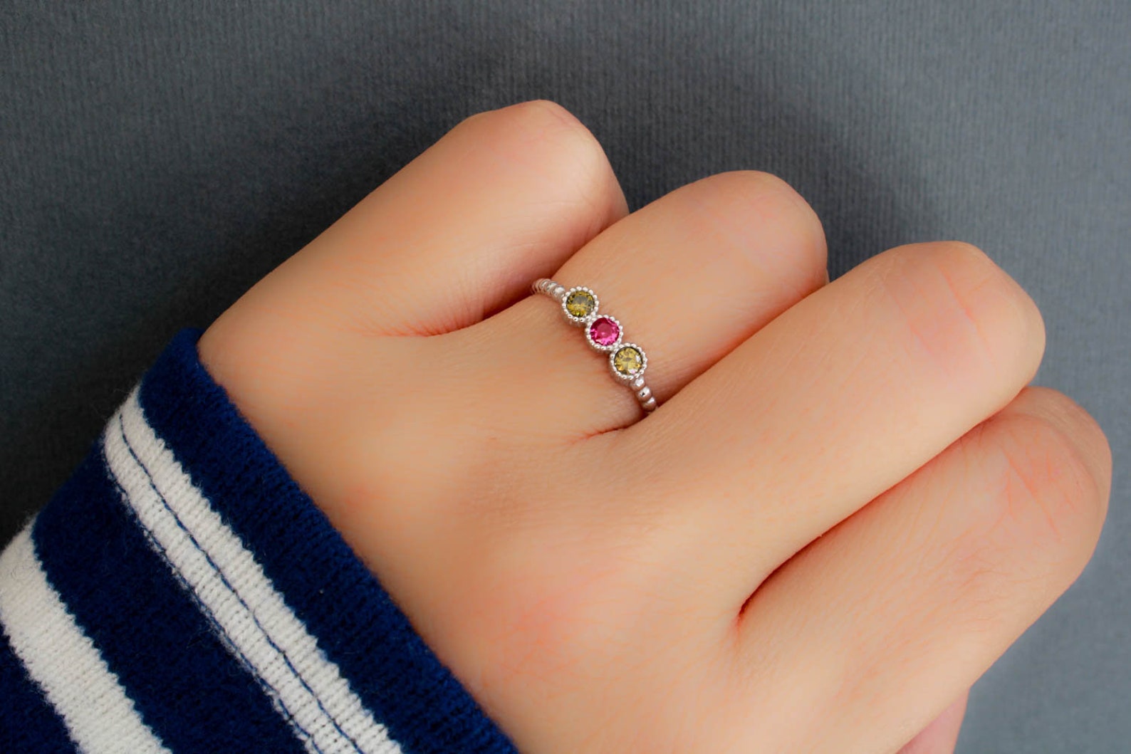 3 Stone Ring Custom Rings Simple Rings Dainty Rings | Etsy