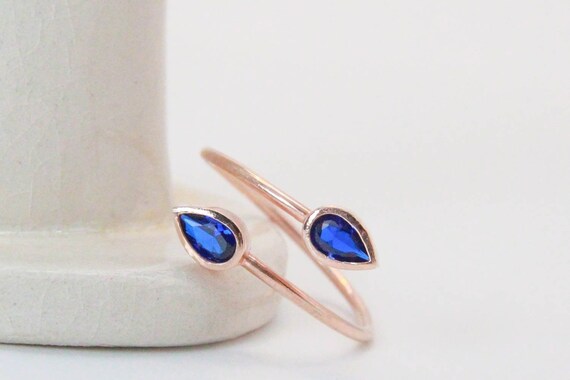 Blue Stone Ring Personalized Rings Two Stone Ring Custom | Etsy