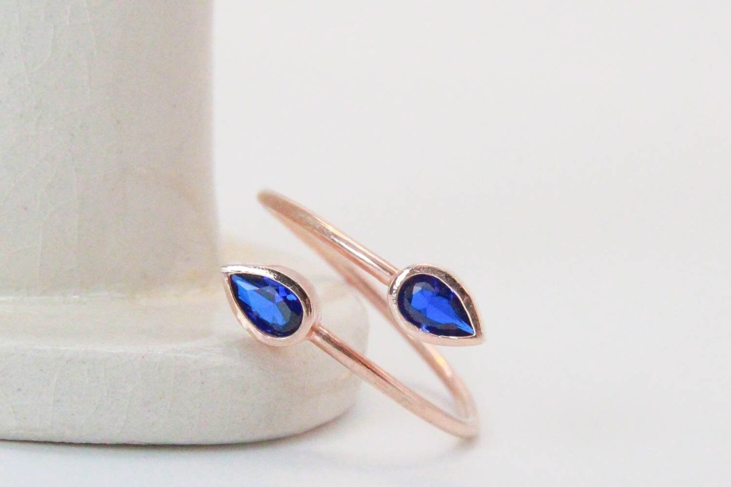 Blue Stone Ring Personalized Rings Two Stone Ring Custom | Etsy