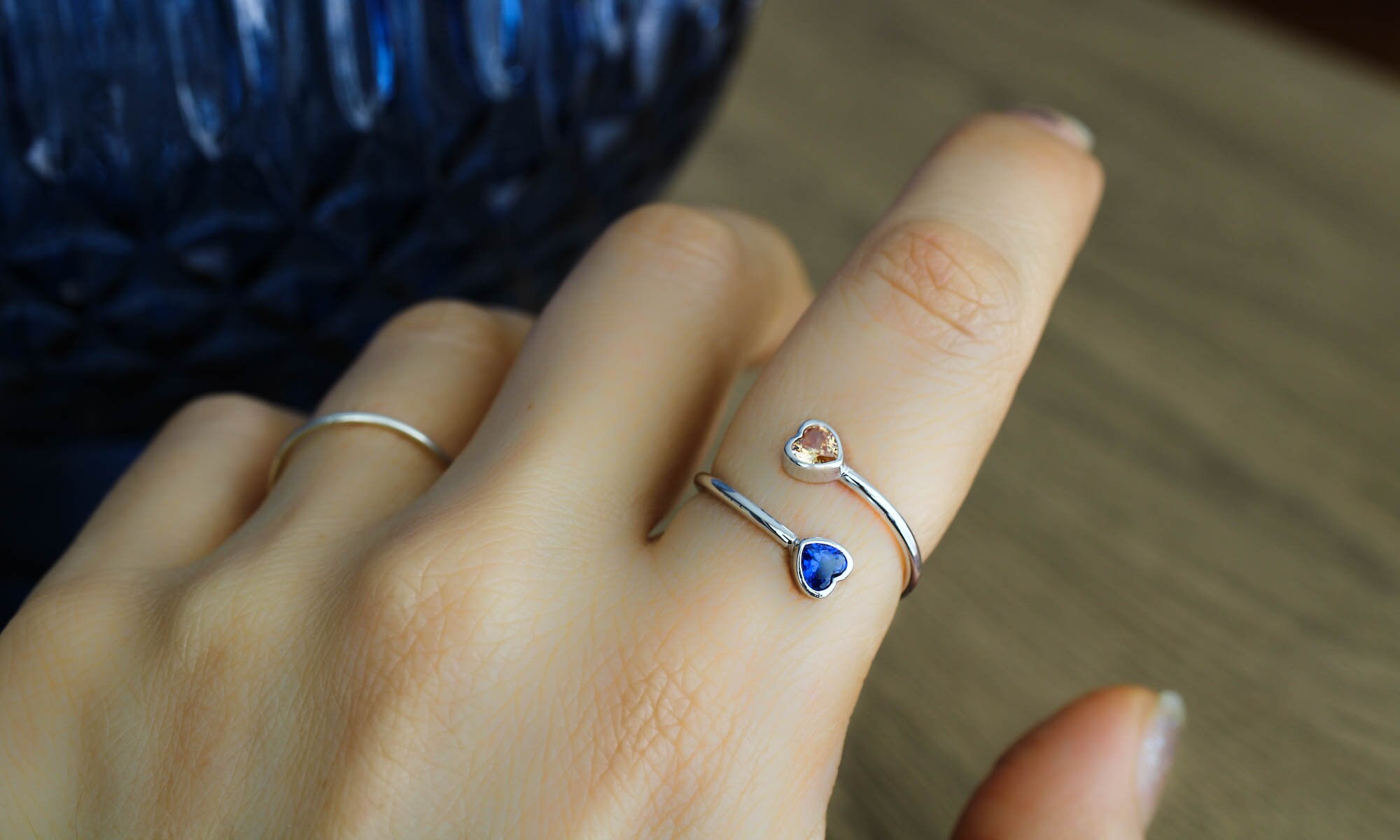 Two Heart Ring Mothers Ring 2 Stones Best Friend Rings - Etsy