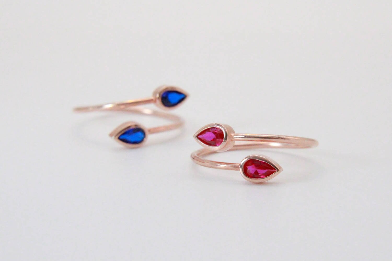 Blue Stone Ring Personalized Rings Two Stone Ring Custom | Etsy