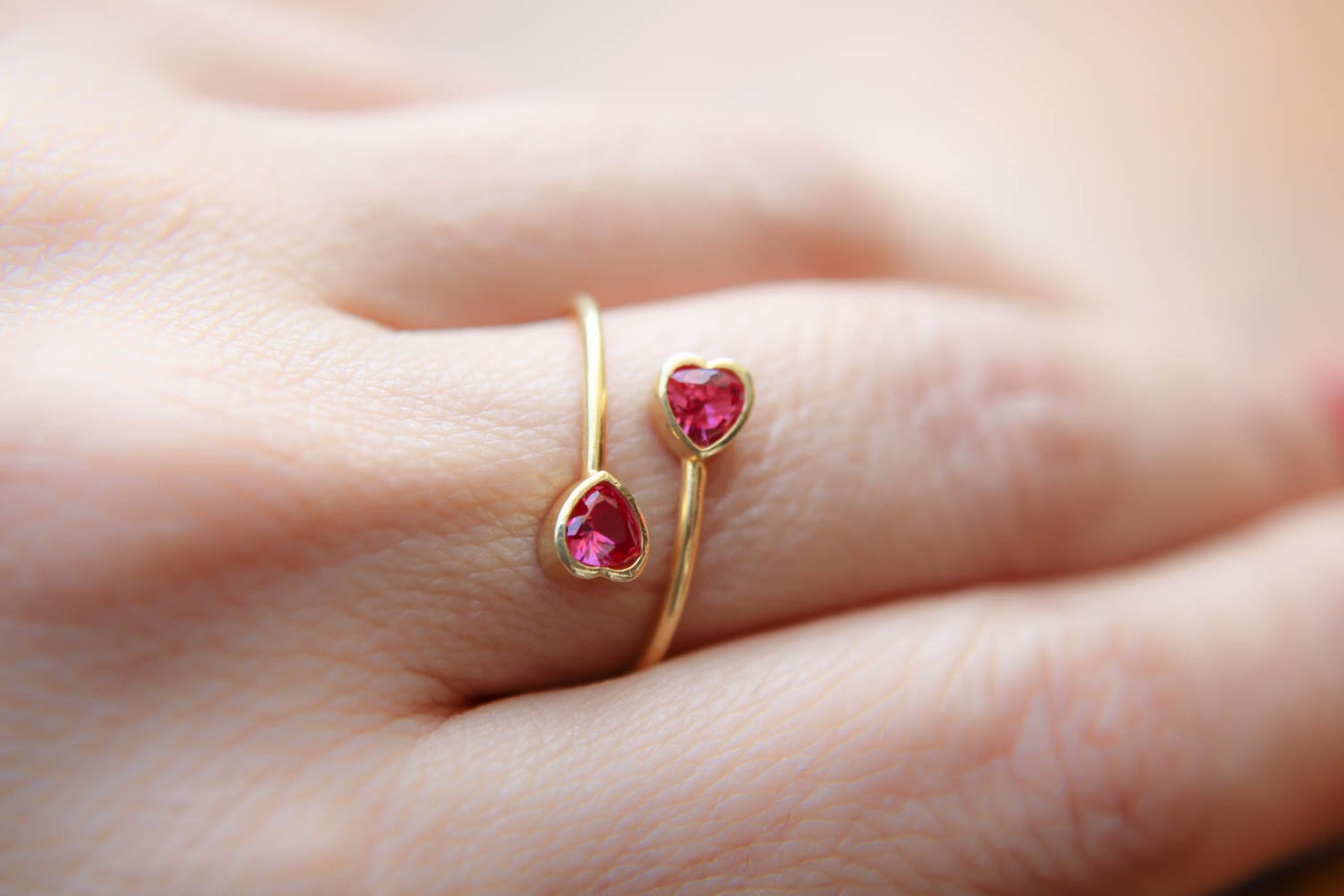 Two Heart Ring Mothers Ring 2 Stones Best Friend Rings - Etsy