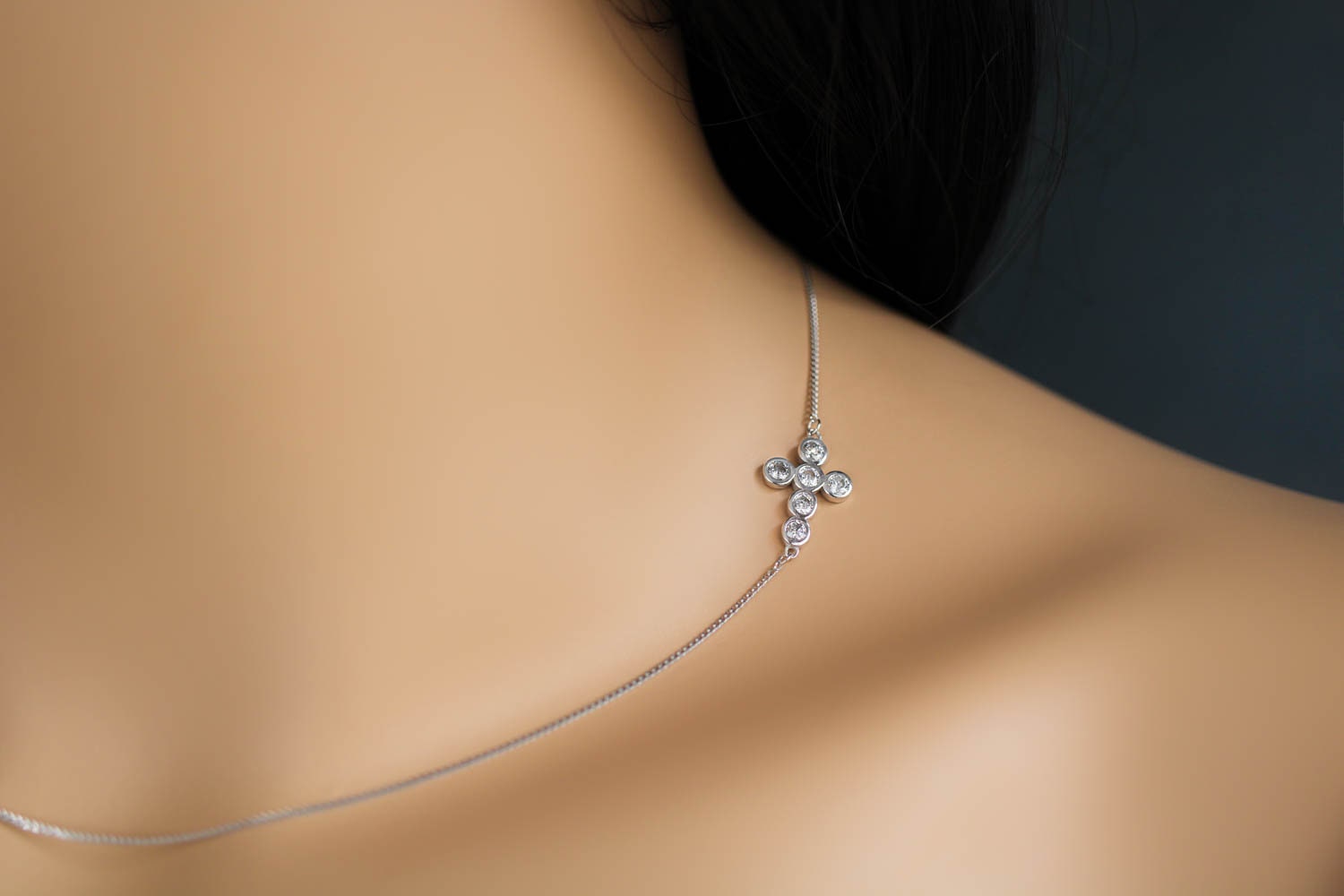 Sideways Cross Necklace Cross Necklace Women Diamond Cross - Etsy
