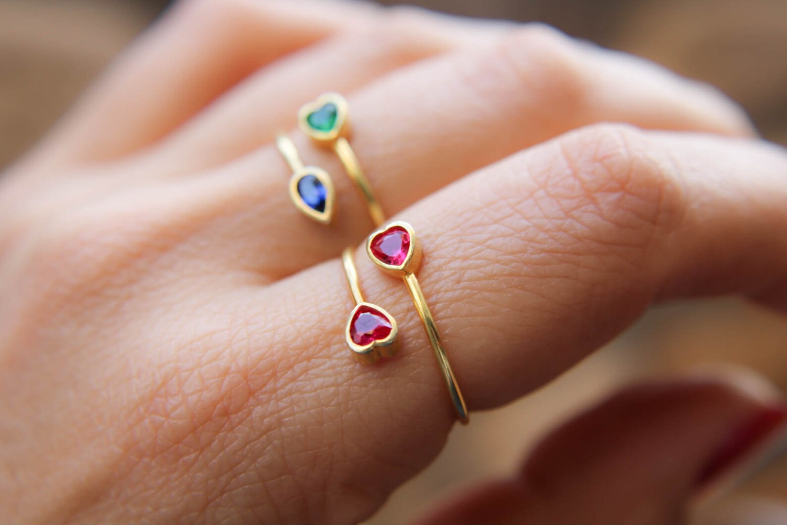 Two Heart Ring Mothers Ring 2 Stones Best Friend Rings - Etsy