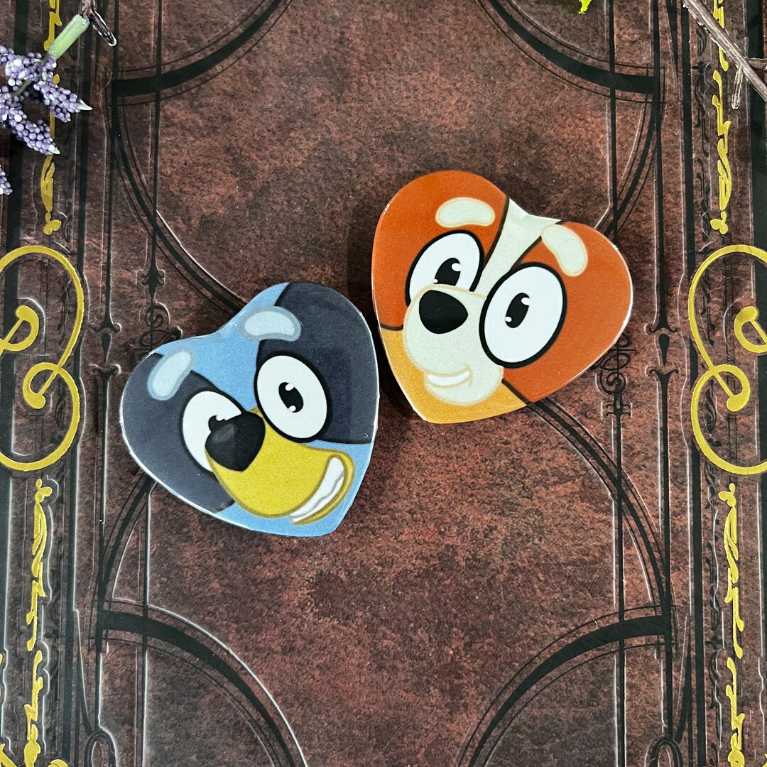Bluey Bingo Heart Shaped Pinback Buttons - Etsy