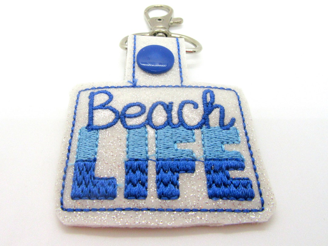 Beach Life Keychain Beach Embroidery - Etsy