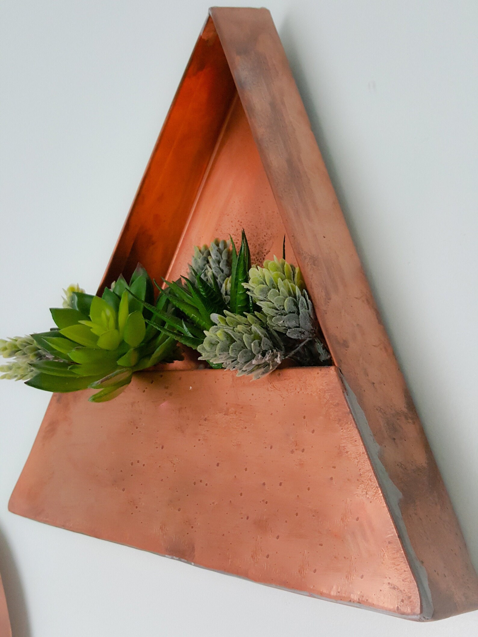 Copper Triangle Planter Metal Planter Pocket Planter Wall Planter ...