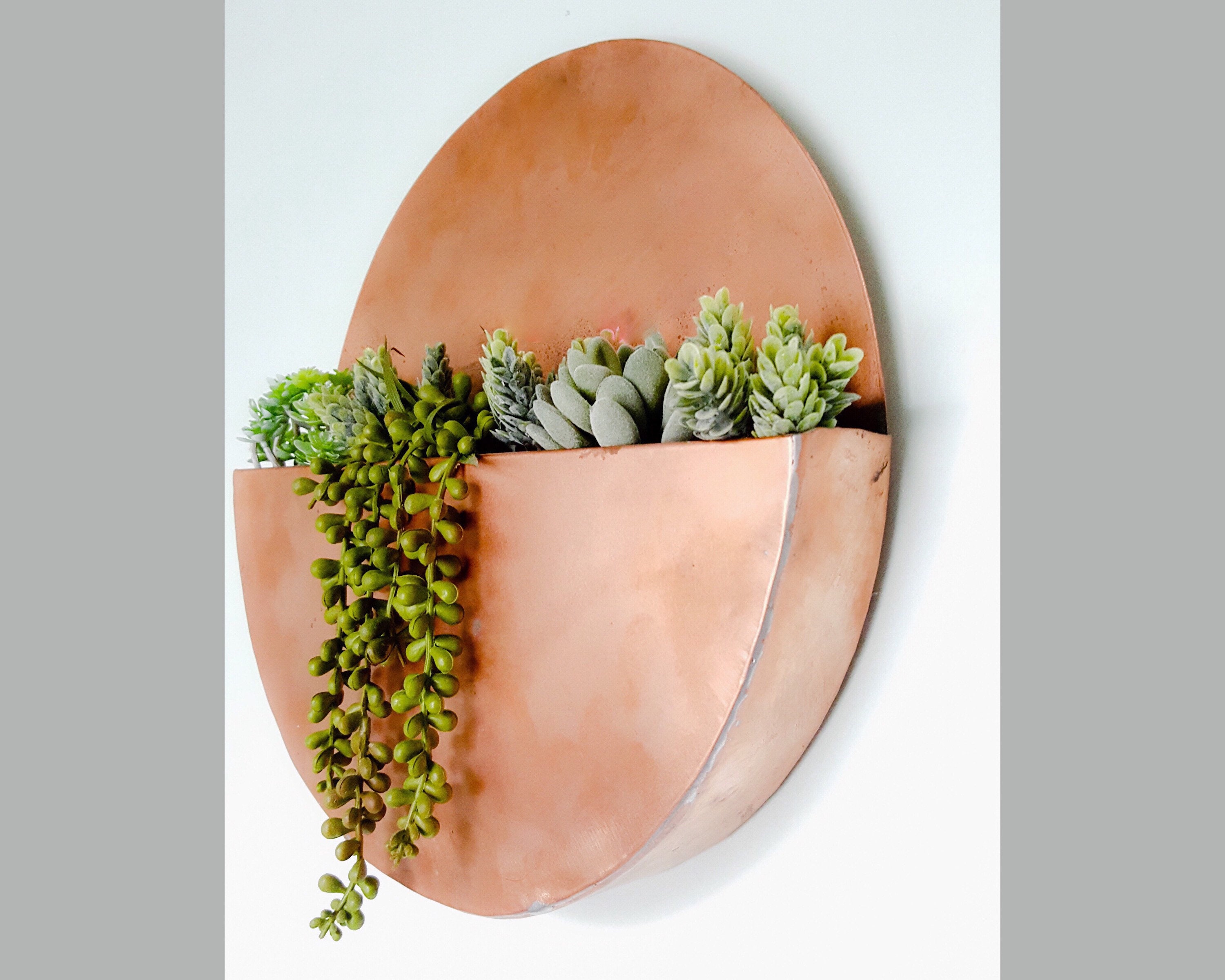13" Copper Round Planter - Wall Planter - Pocket Planter - Metal ...