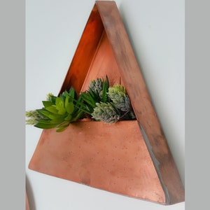 Copper Triangle Planter - Metal Planter - Pocket Planter - Wall Planter ...