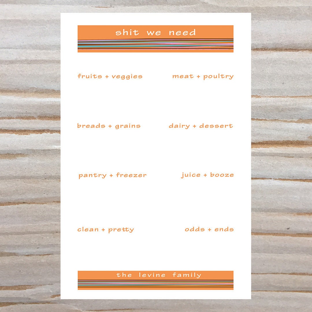 Grocery List. Shopping List. Market List. Personalized. Shit We Need ...